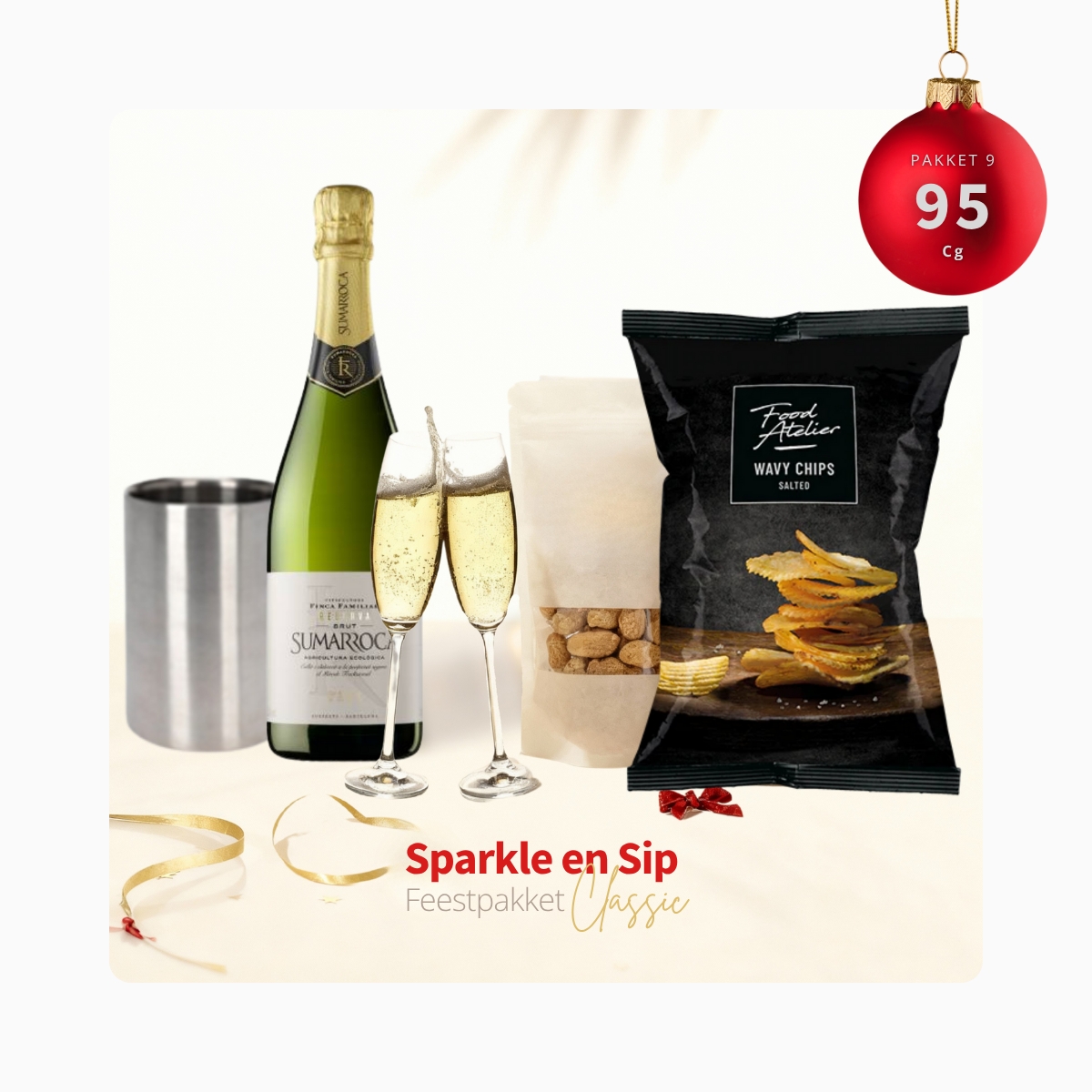 DeliNova - Kerstpakket Sparkle & sip- classic- The Festive Spark